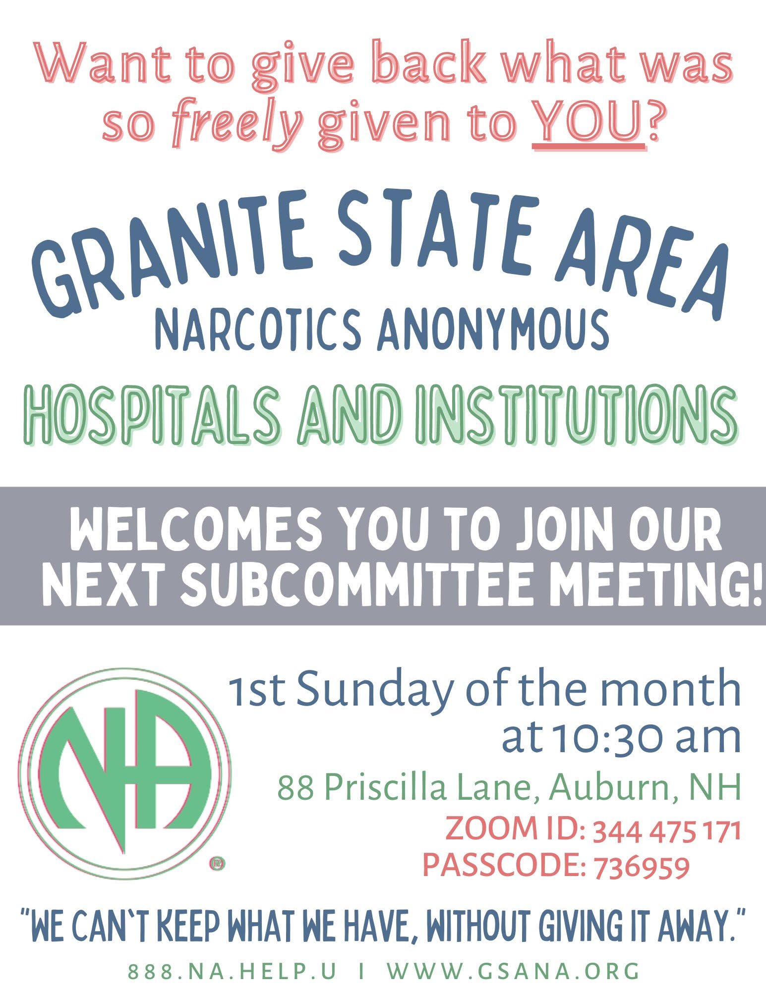 Hospital and Institutions – The Granite State Area of Narcotics Anonymous